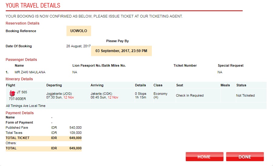 Panduan Sistem Reservasi Tiket Online Lion Air - Tiket Atas