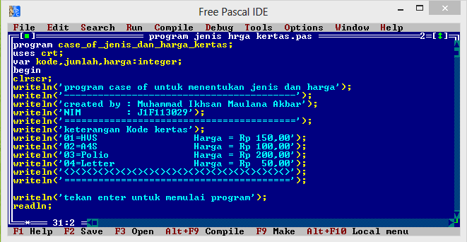 MASTER COMPUTER SCIENCE: MENGGUNAKAN PERNYATAAN " CASE-OF " DALAM PASCAL