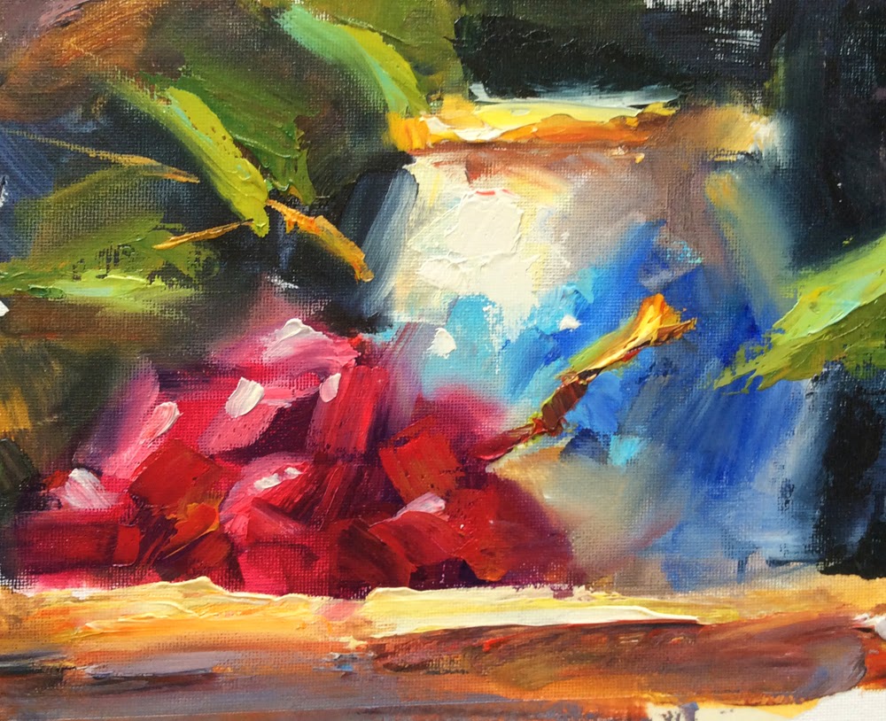 TOM BROWN FINE ART: COLORFUL STILL LIFE WITH GRAPES, 9x7 ORIGINAL OIL ...