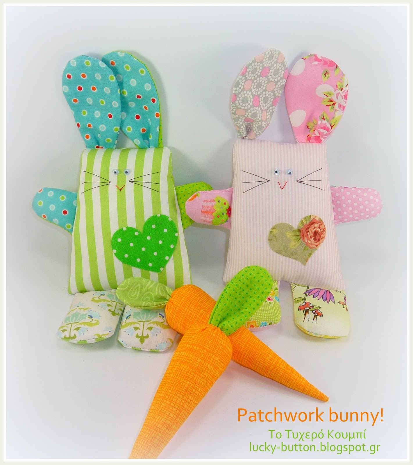 Το τυχερό κουμπί: Patchwork bunny!