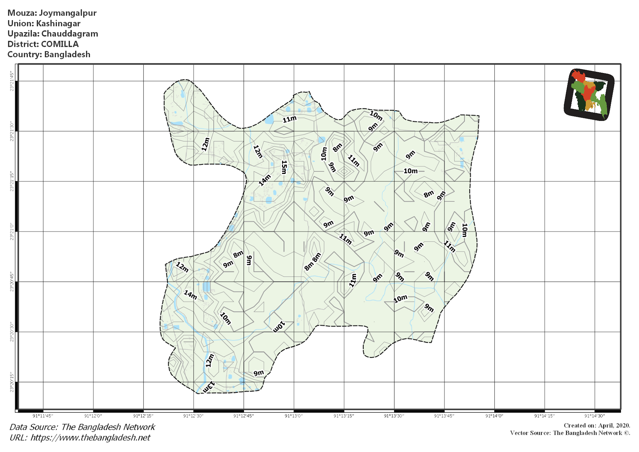 Map of Joymangalpur Mouza, Chauddagram, Comilla