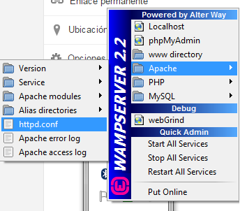 Error al iniciar wampserver (could not execute menu item internal error ...