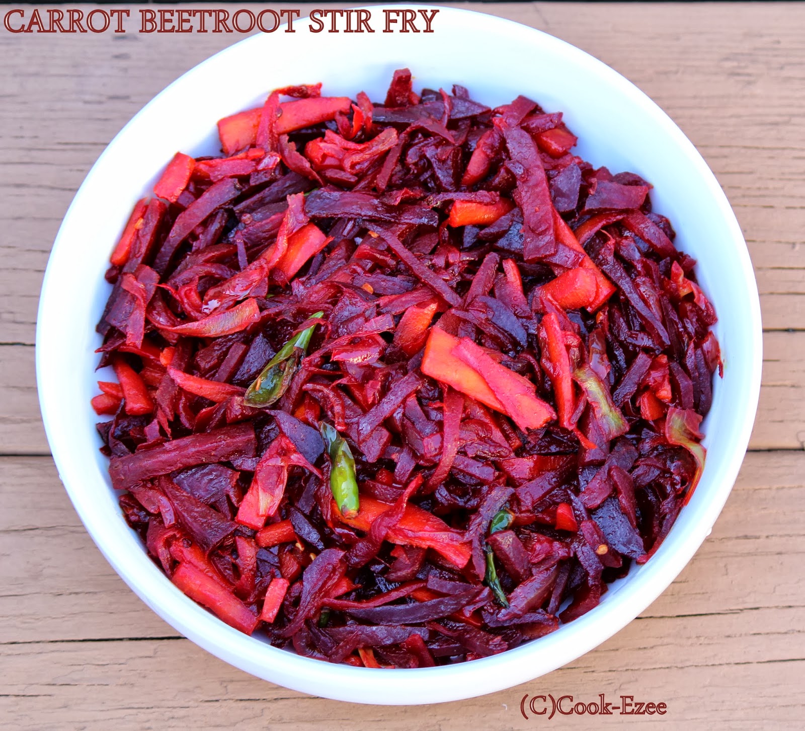 COOK-EZEE: Carrot Beetroot Mezhukkupuratti - Carrot Beetroot Stir Fry