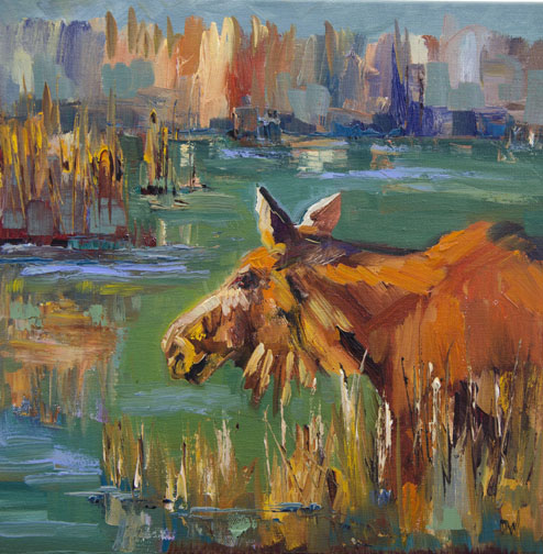 Daily Painters Abstract Gallery: #18 of 100 Days of Wildlife Art Moose ...