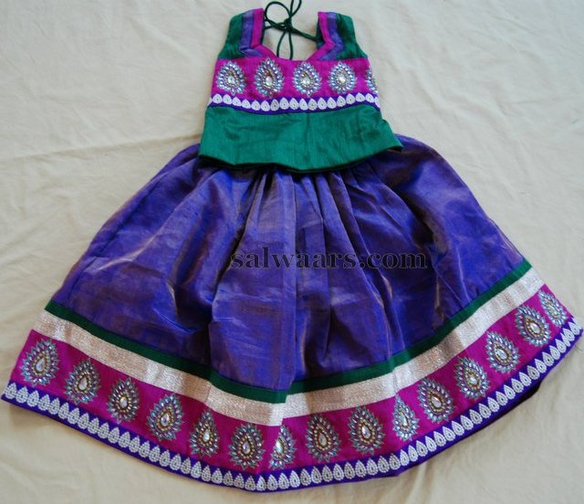 Tissue Uppada Purple Kids Lehenga - Indian Dresses