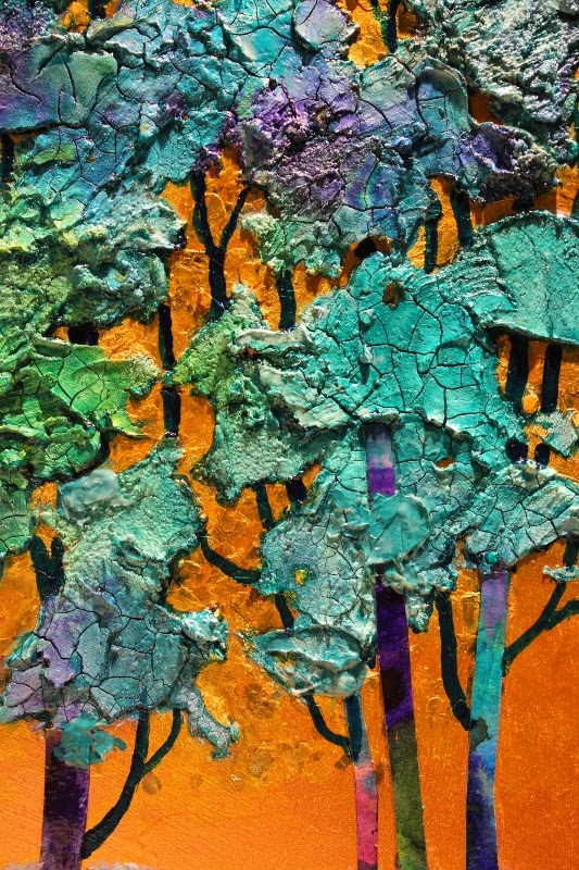 Mixed Media Artists International: "Blue Trees" textured mixed media ...
