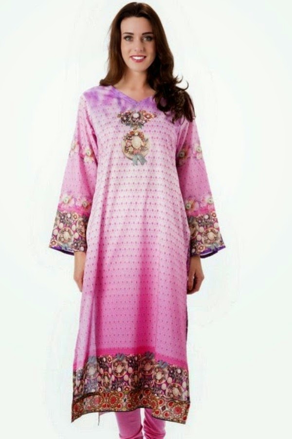 Latest Kurti Collection 2014 for Eid | Long Kurti with Jeans for Eid ...