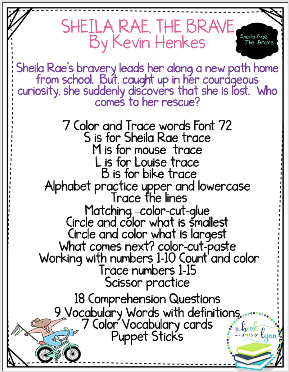 SHEILA RAE, THE BRAVE BOOK UNIT ~ Book Units by Lynn