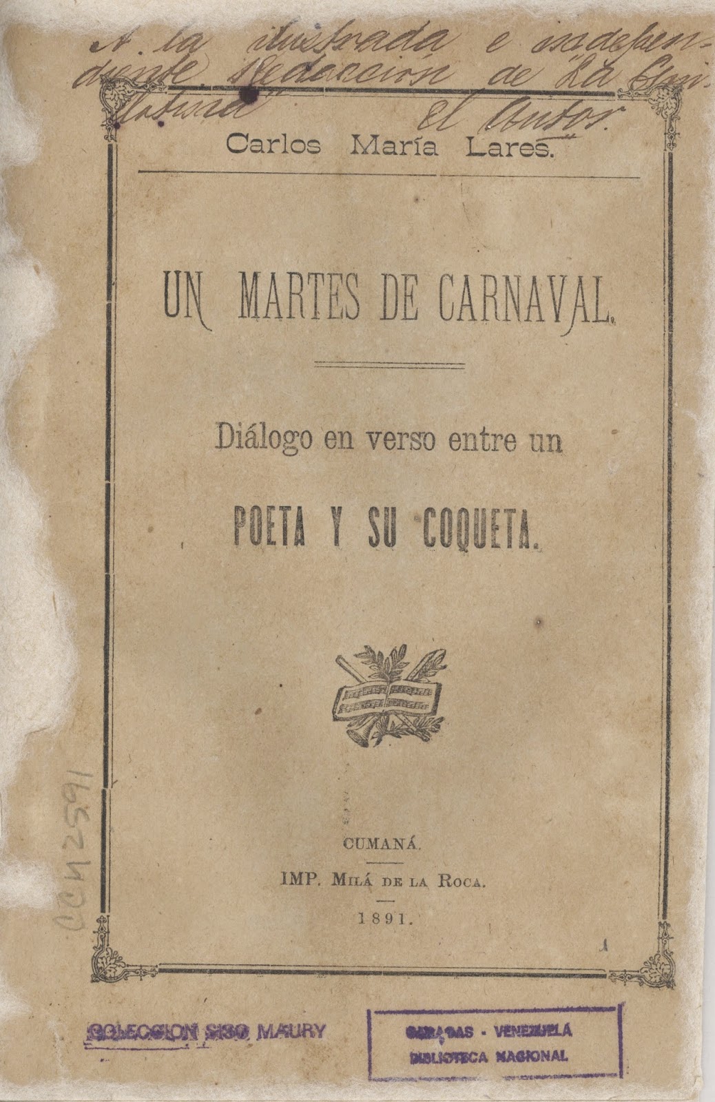 Libros Raros y Manuscritos : UN MARTES DE CARNAVAL (1891) Libros Raros y Manuscritos : UN MARTES DE CARNAVAL (1891)