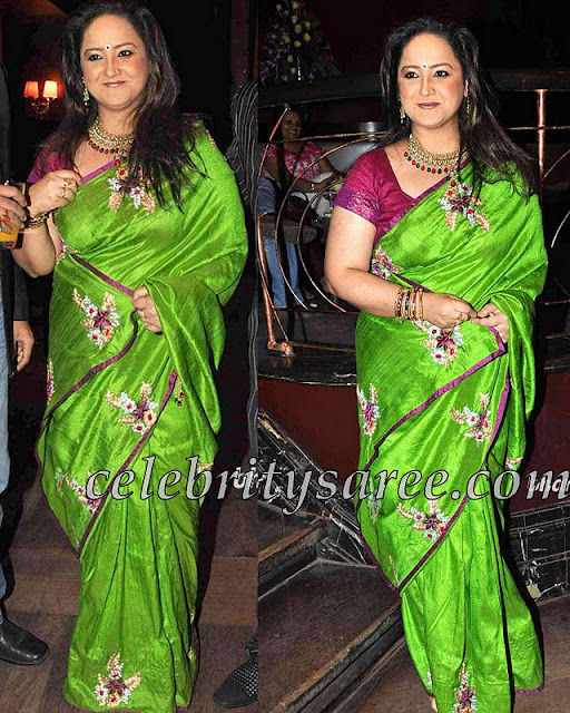 Swati Shah in Parrot Green Embroidery Saree - Saree Blouse Patterns