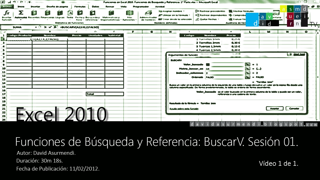 Curso Excel 2010. Funciones de Búsqueda y Referencia: BuscarV. Sesión 01.