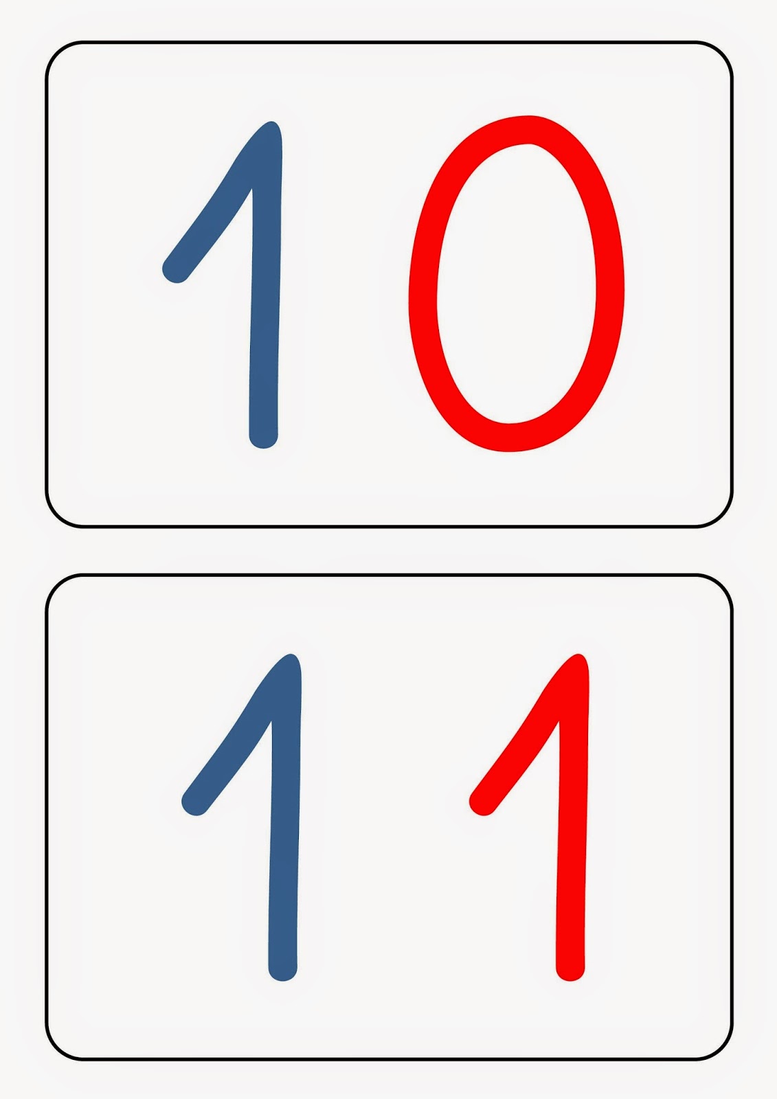 Lernstübchen: Zehner blau und Einer rot