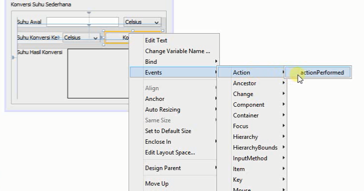Membuat Program Konversi Suhu Dengan Java Swing Menggunakan Netbeans Tahap 4 Implementasi