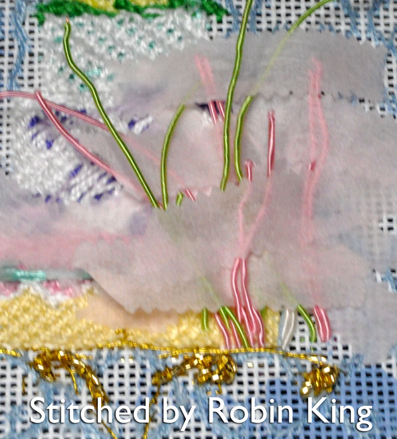 Needlepoint Study Hall: 3D Cake with DMC Embellishment - part two