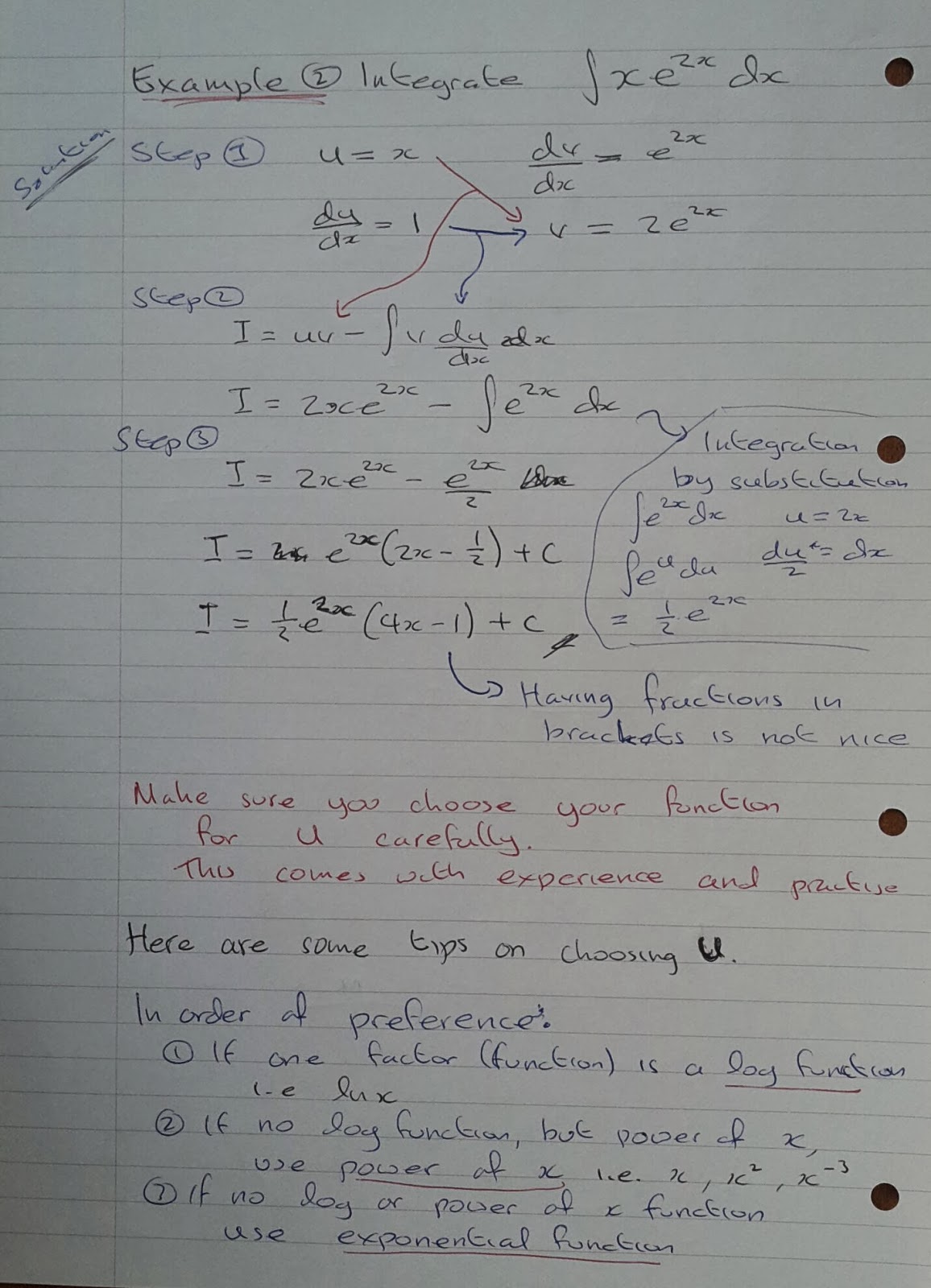A Level Maths Notes: A2 Integration II: Integration by parts