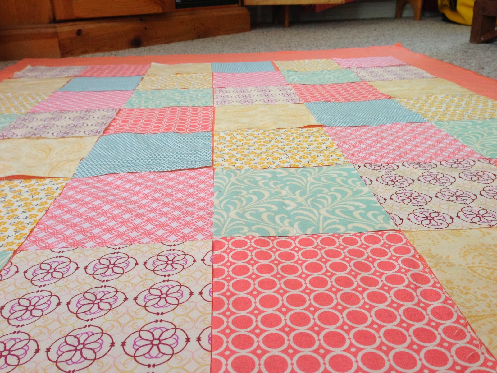 the artist & the pilot: {Pink, Blue and Yellow Pieced Quilt }