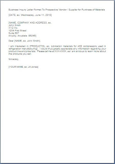 Inquiry Letter Sample For A Product