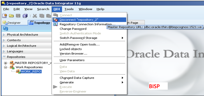 ODI Network: Creating and Connecting to ODI Master and Work Repositories