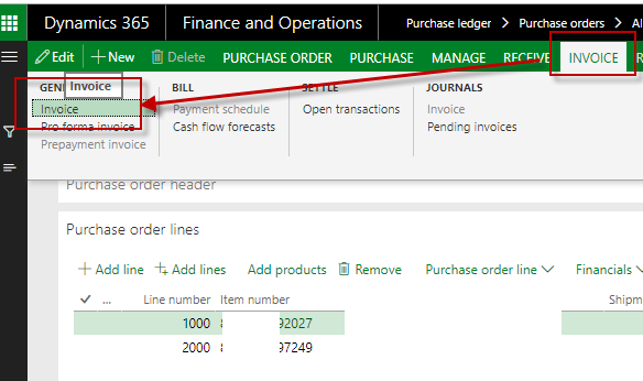 Posting Partial Product Receipt and Invoice in D365FO Purchase Orders