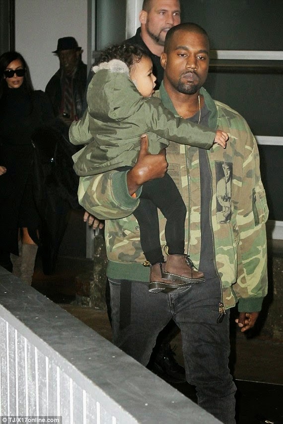 Photos: Kanye West & daughter step out in matching fight jackets ...