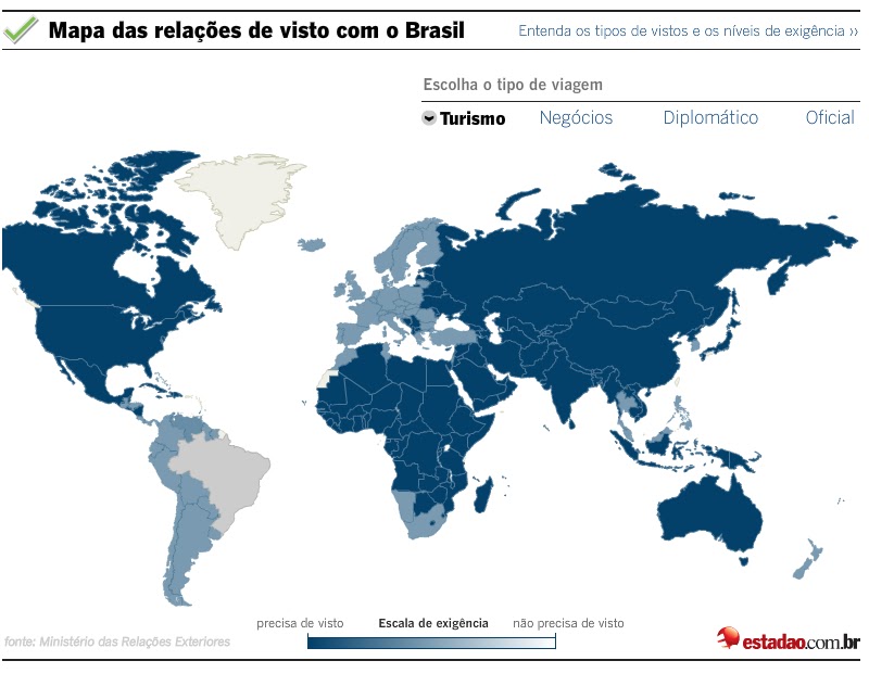 RRTUR blogspot: Mapa das relações de Visto com o Brasil