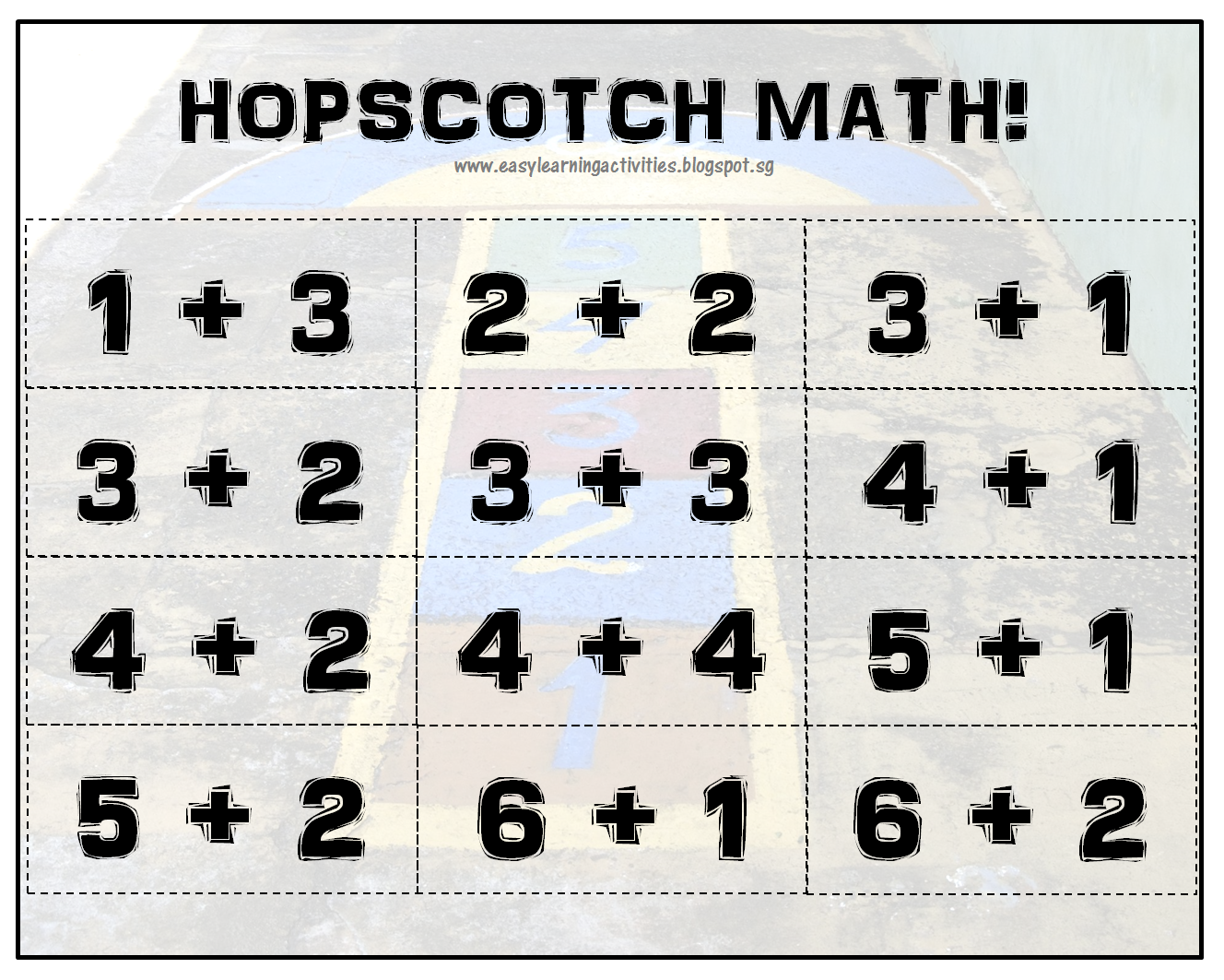 Every Day is a Chance to Learn: Rainy Day Activities: Hopscotch Math ...