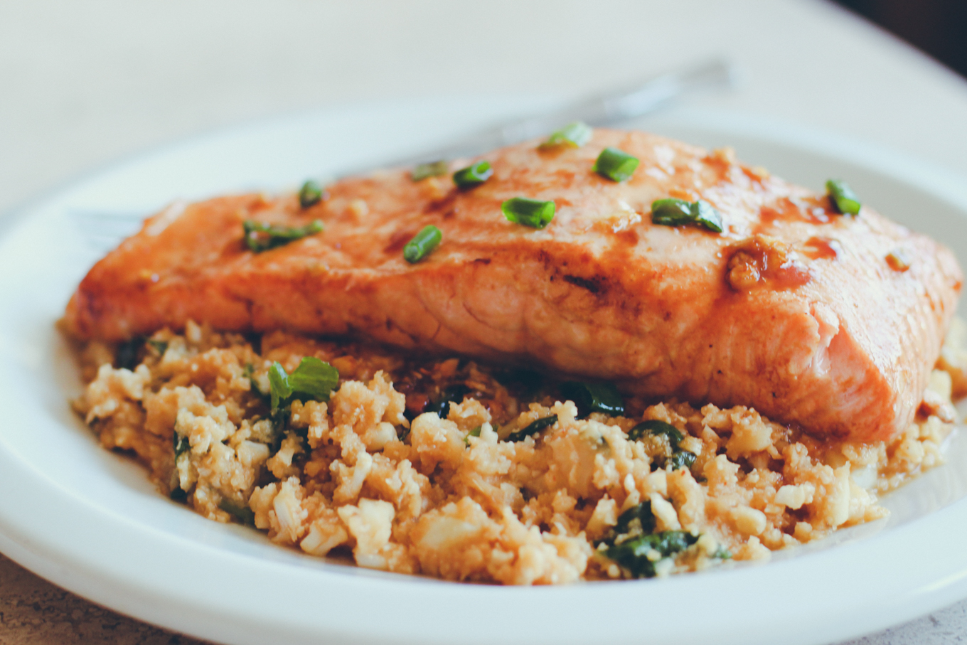 Ginger Garlic Salmon with Cauliflower Rice