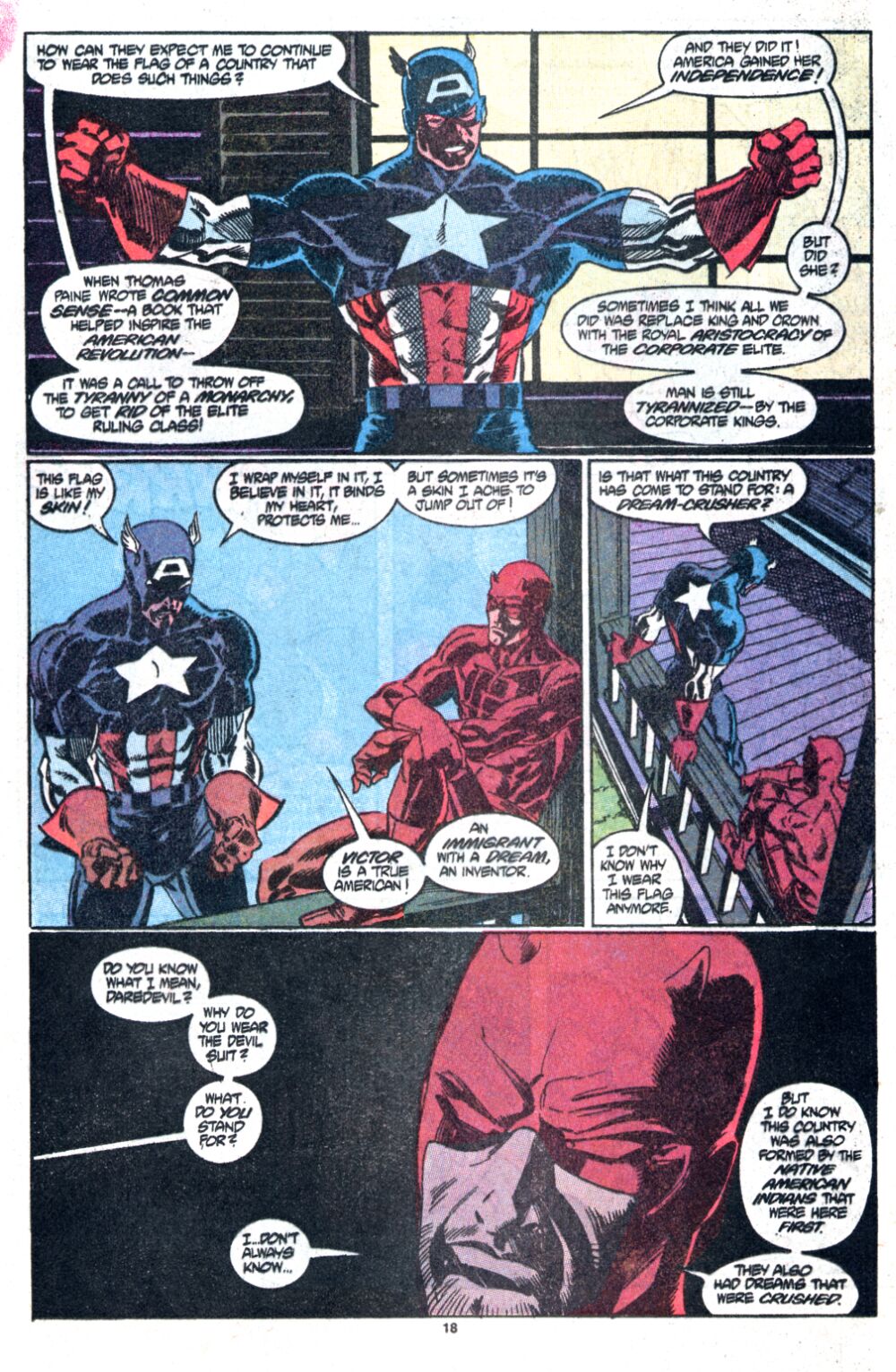 Captain America on USA's wars (Daredevil #283 by Ann Nocenti) : r/Marvel
