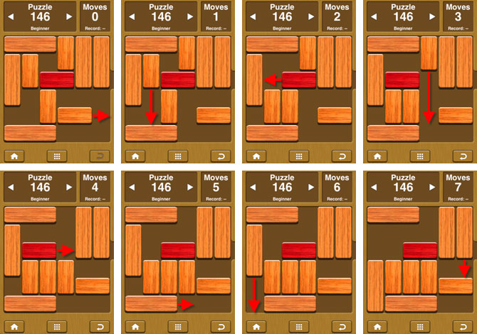 Unblock Me Walkthrough: solve puzzle 146 in fewest possible moves