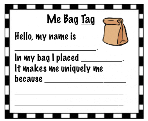 The "Heart" of Third Grade with Mrs. Arvidson: ME Bag & Tag (First Week ...