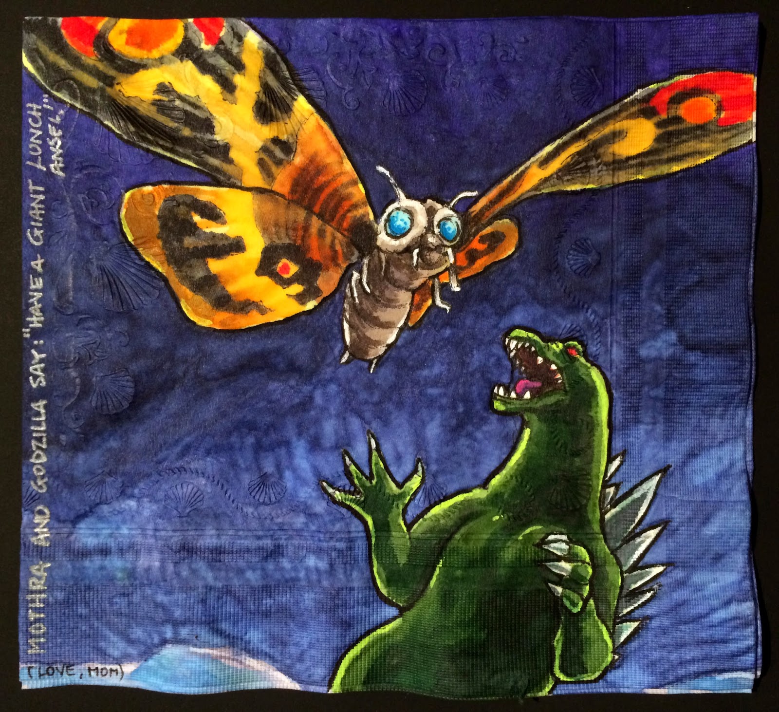 Daily Napkins: Mothra and Godzilla