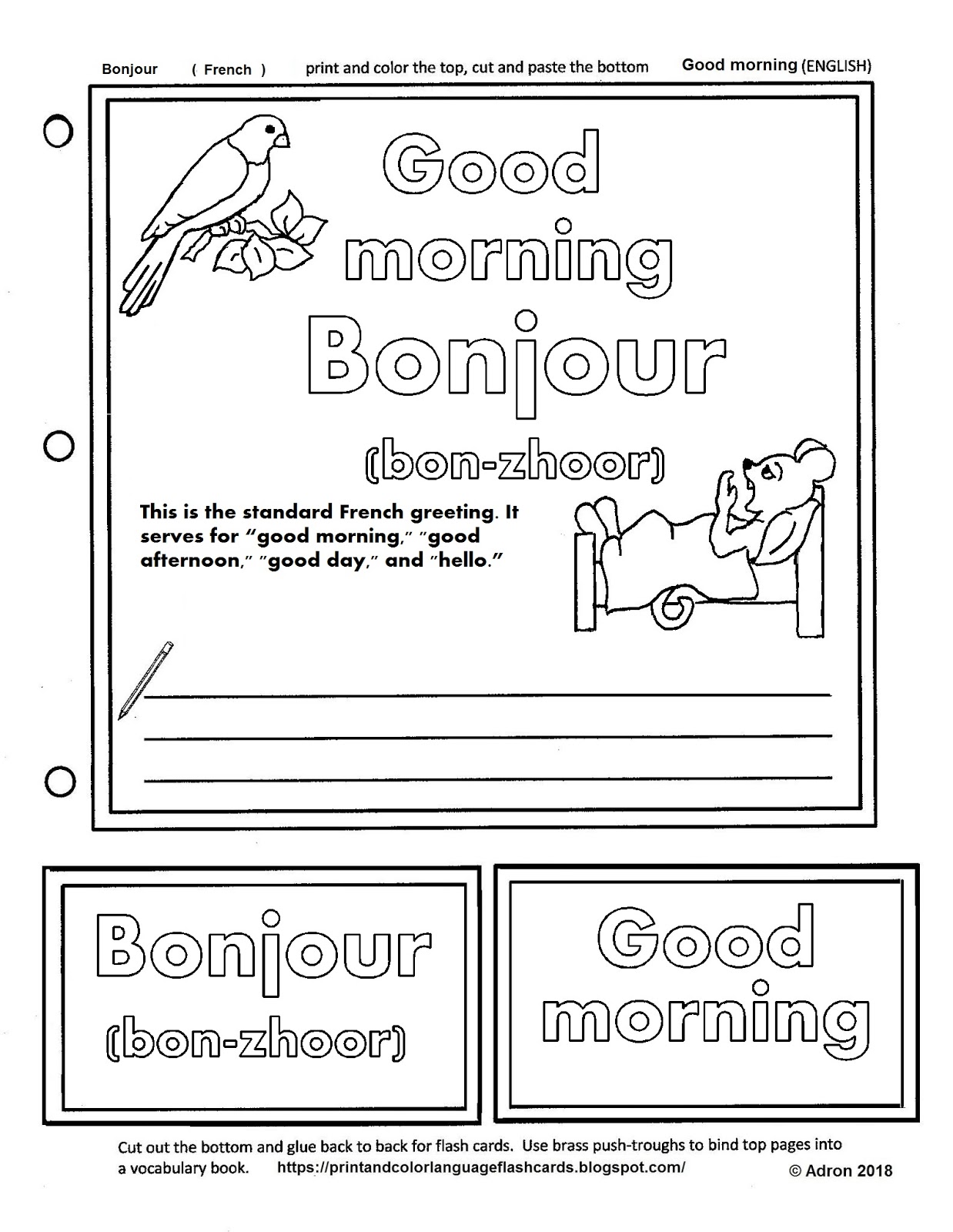 Print And Color Language Flashcards: Print and Color Flashcard for ...