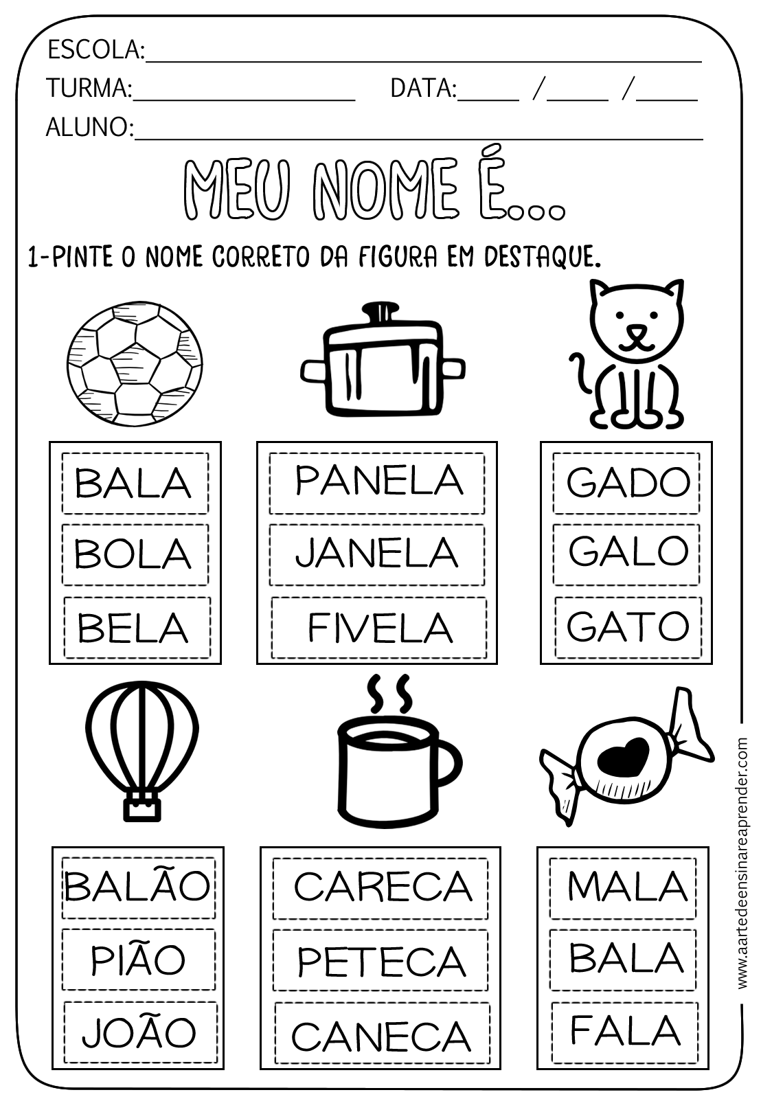 Atividade Para Escrever O Nome Das Figuras - ROAREDU Atividade Para Escrever O Nome Das Figuras - ROAREDU
