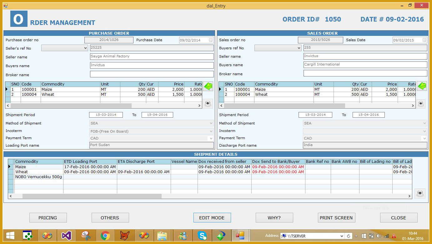 COMRADE SOFTWARE MARKETING LLC: COMRADE ORDER MANAGEMENT SYSTEM