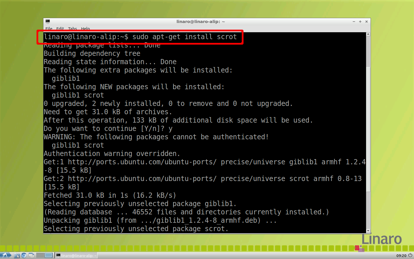Hello Raspberry Pi Install Scrot On Linaro Ubuntu On Rpi 2 To Capture Screen