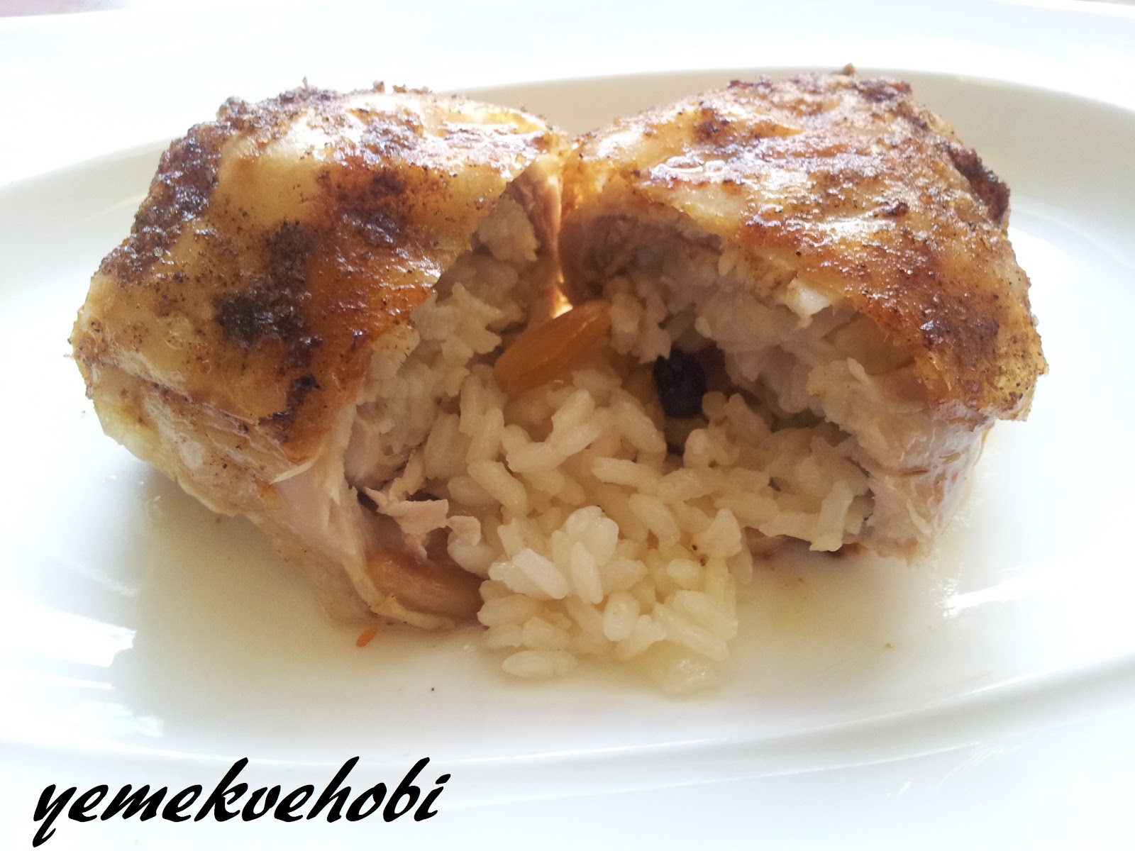 yemek ve hobi : pilic topkapi (but dolmasi)