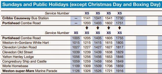 Portishead Bus Update: X5 Sunday timetable / Delays until xmas / Smart ...