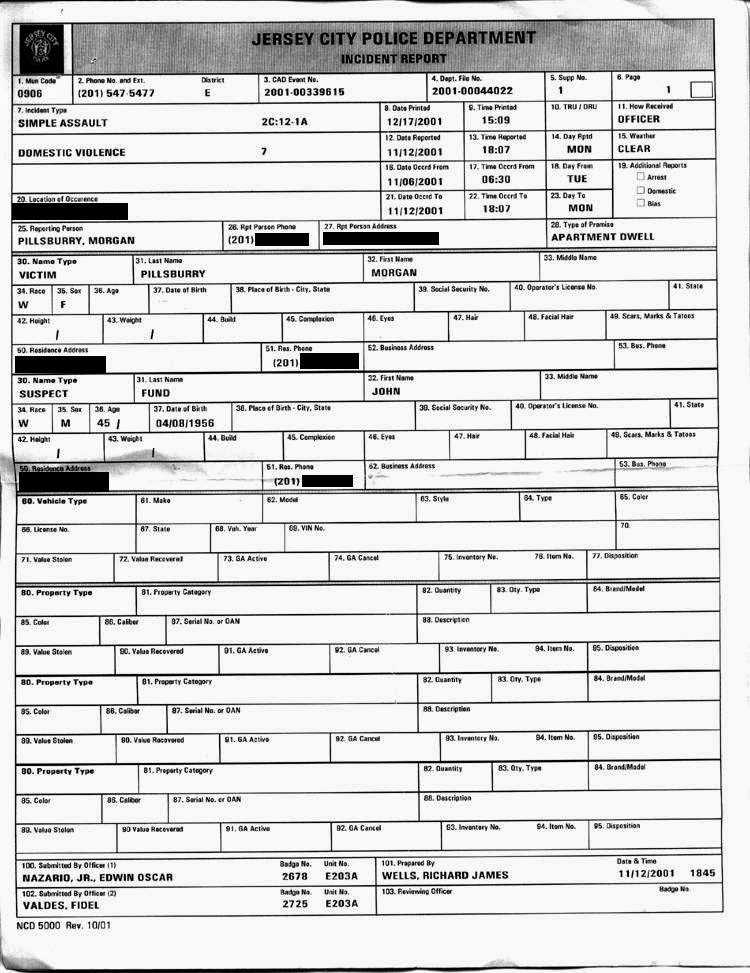 Just The Evidence: MORGAN - Police Reports, 2001, New Jersey, 2002, New ...