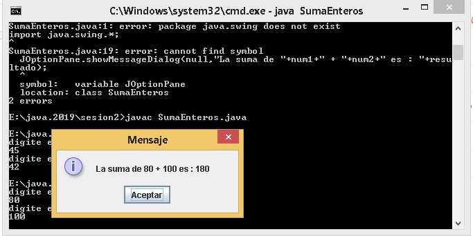 Codigos de Programacion: Sumar 2 Enteros con Scanner y JOptionPane en Java