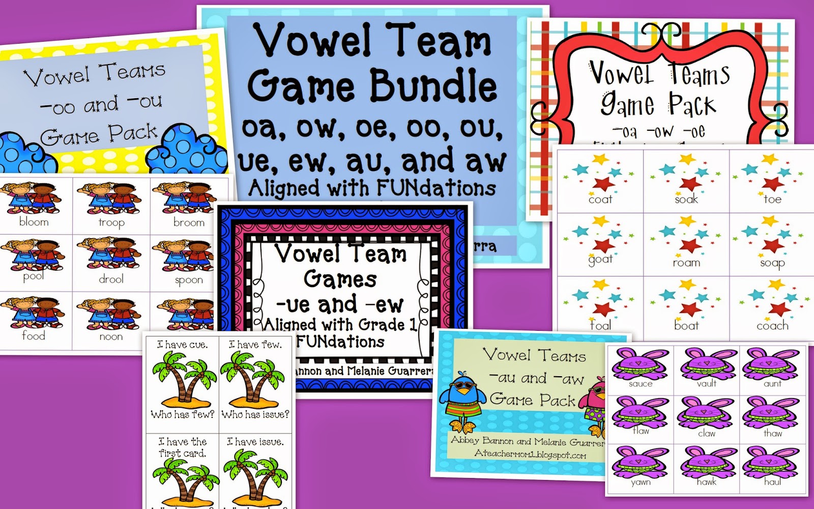 Teacher Mom: -AU and -AW Vowel Teams Game Pack and a couple of BUNDLES too!