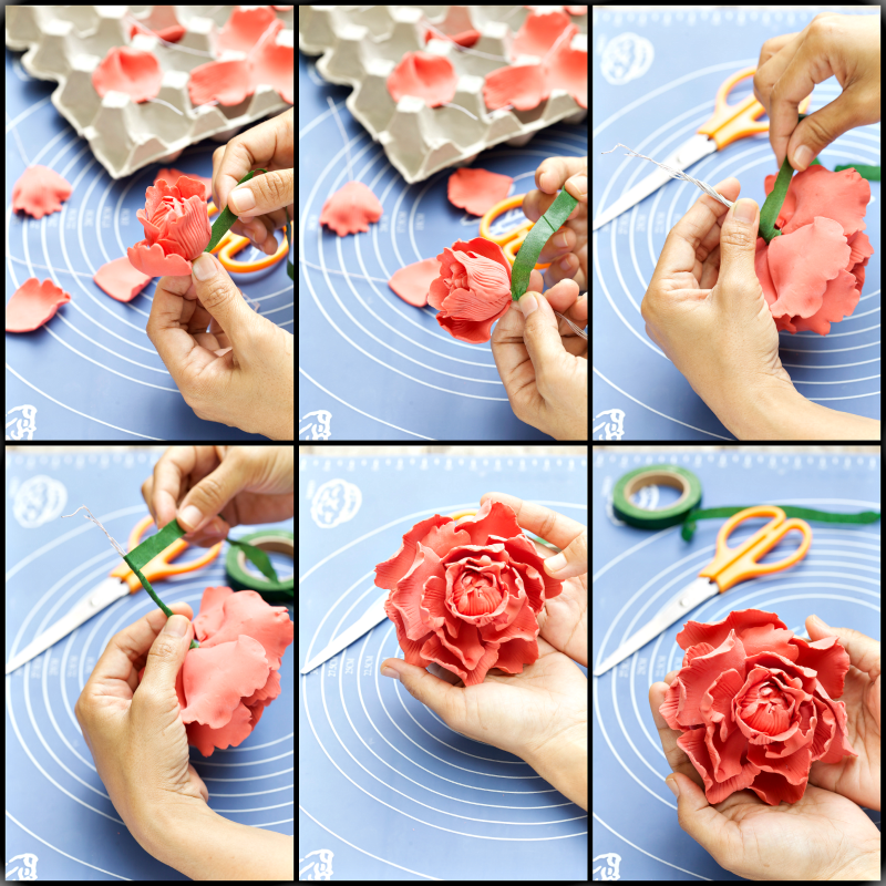 Belajar membuat bunga Peony step by step - masam manis