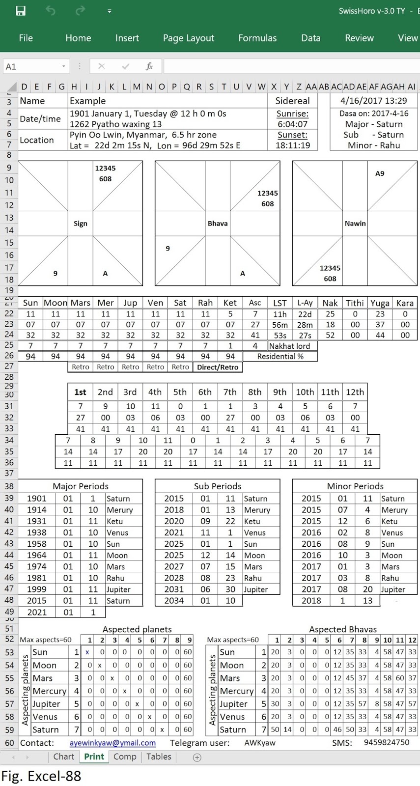 Sky View Pages: 41. Horoscopy using Excel 14