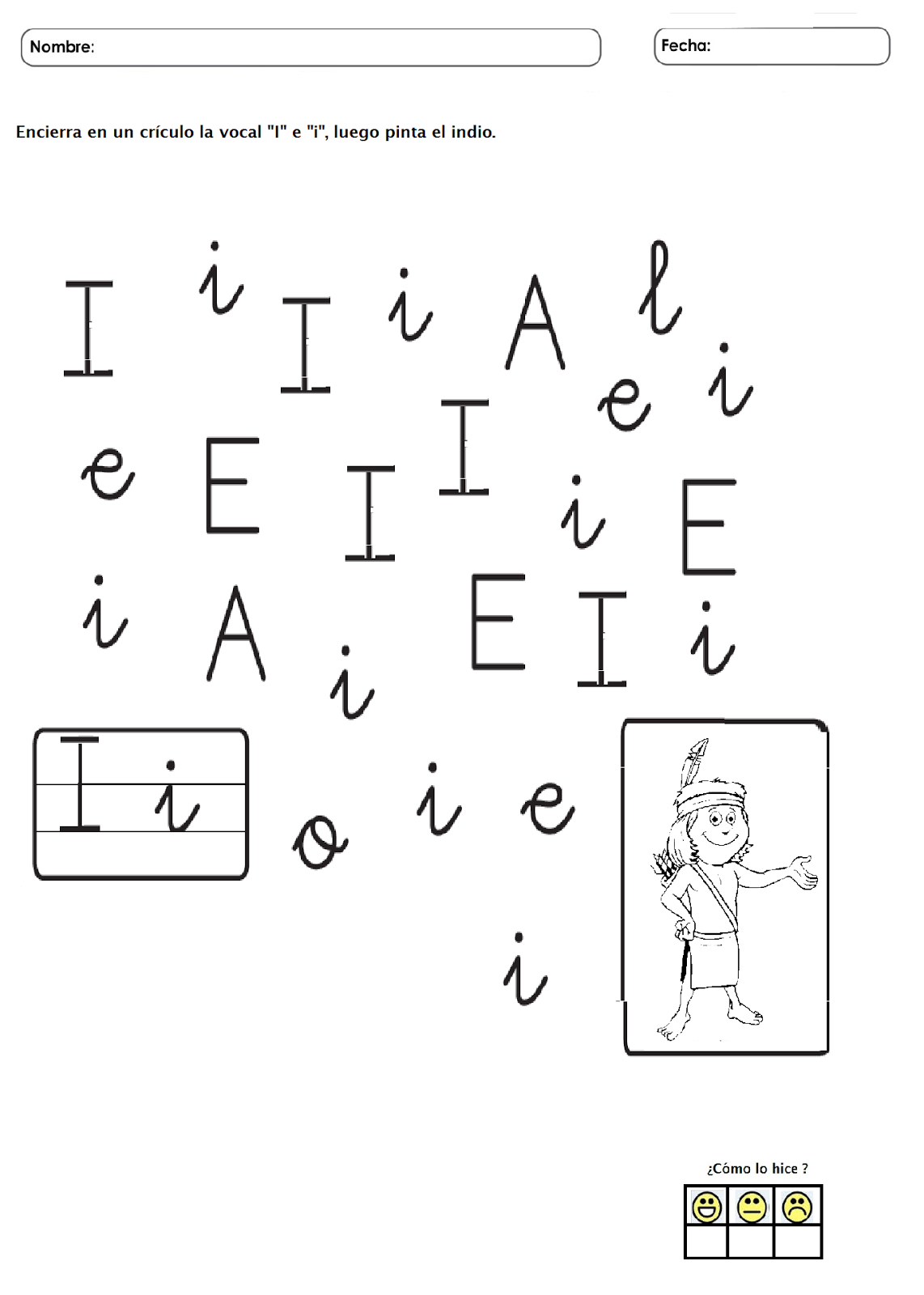 PRE ESCRITURA; ESCRITURA: VOCAL I