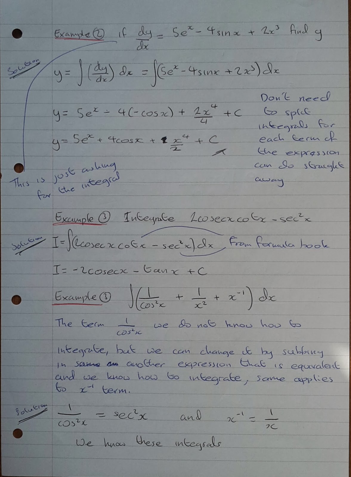 A Level Maths Notes: A2 Integration II: Examples