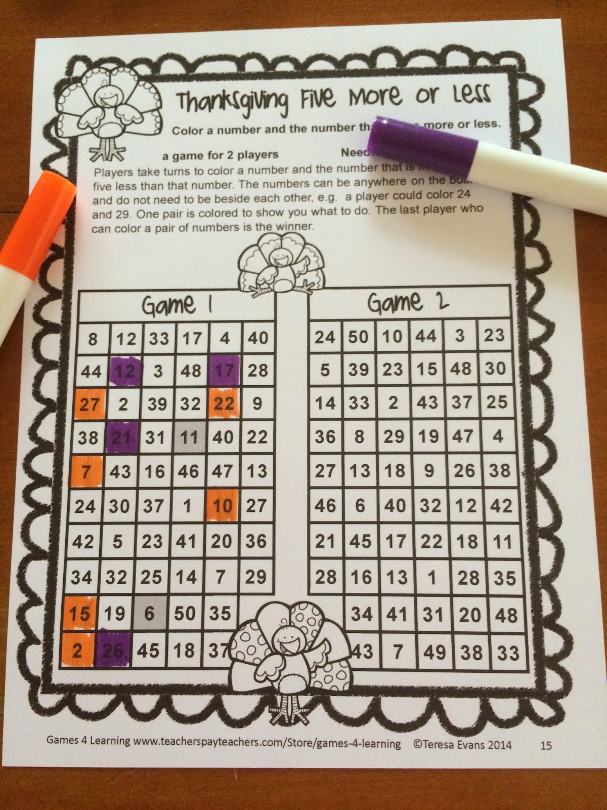 Fun Games 4 Learning: Thanksgiving Math Games