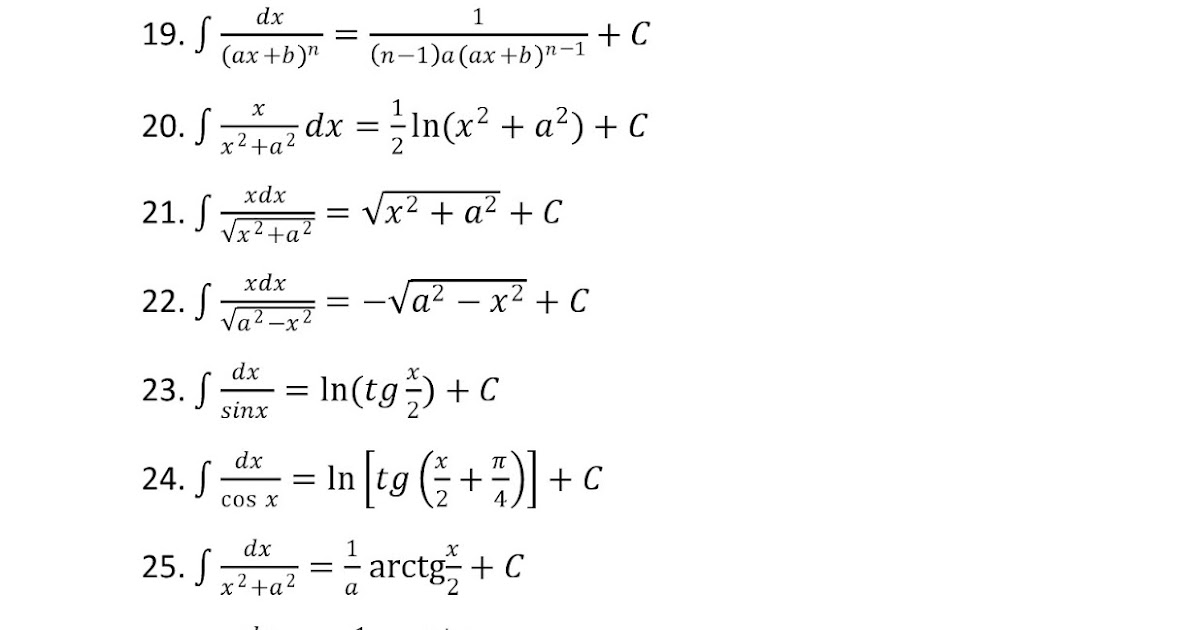 MATEMATIKA - INTEGRALI: TABLICNI INTEGRALI 2
