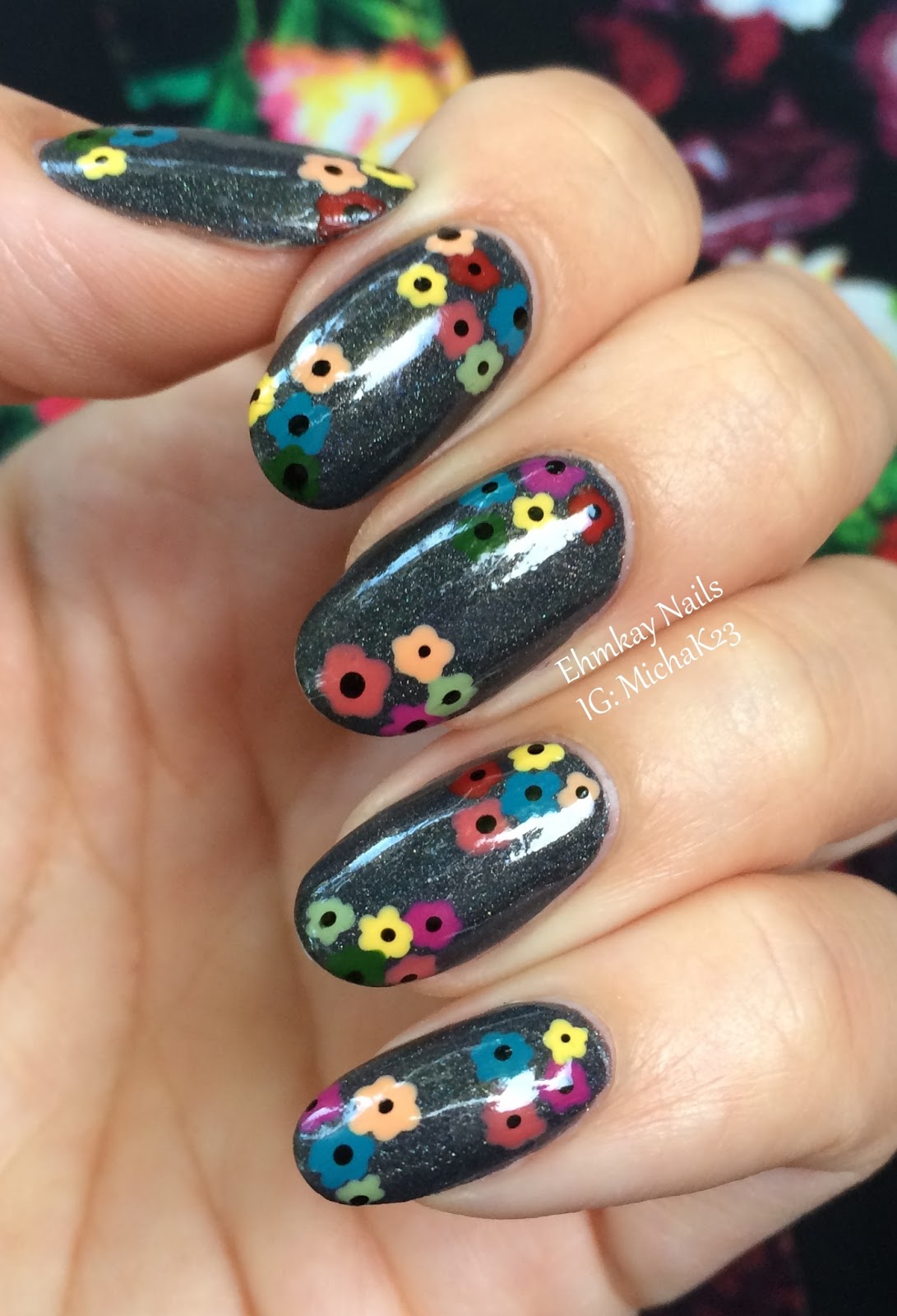 ehmkay nails: Multicolored Floral Dotticure Nail Art