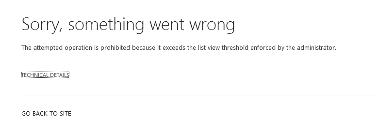 The attempted operation is prohibited because it exceeds the list view ...