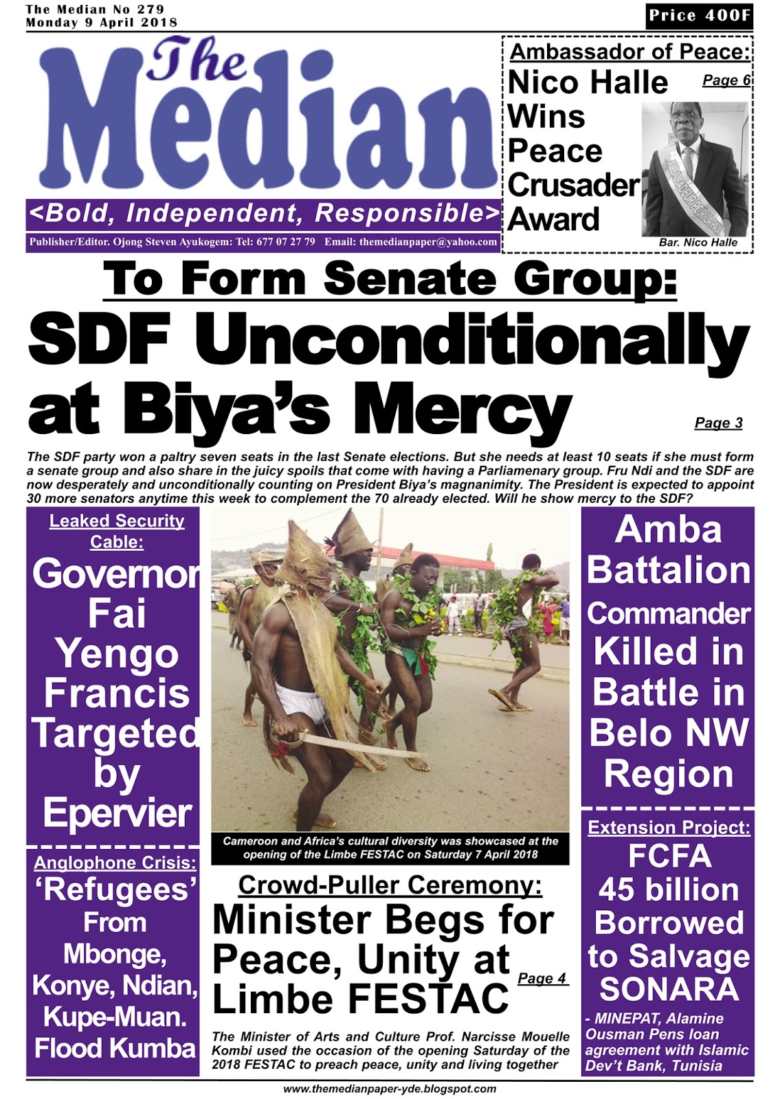 The Median Newspaper: Front Page