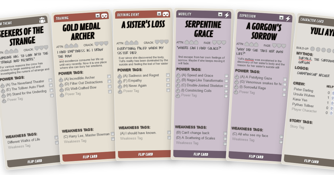 Snake's Venom: Gorgon Archer - City of Mist - Character Creation Analysis